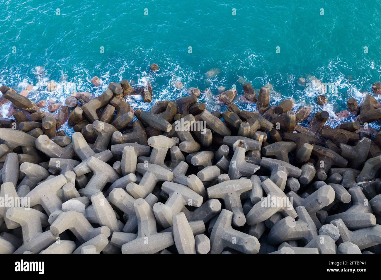 Top down view of the wave breaker over the sea Stock Photo - Alamy
