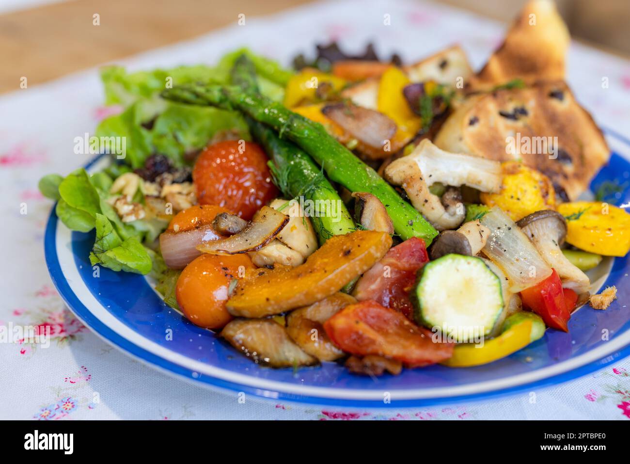 Roasted vegetable and beacon in restaurant Stock Photo - Alamy