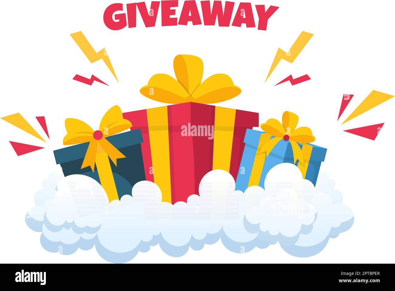 Giveaway Template Hand Drawn Cartoon Flat Illustration with Win a Prize ...