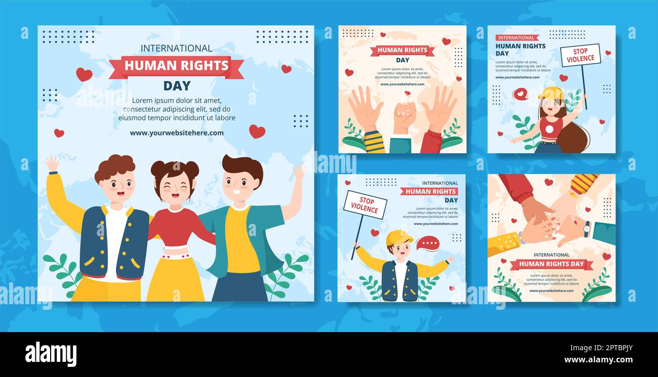 International Human Rights Day Social Media Post Template Hand Drawn ...