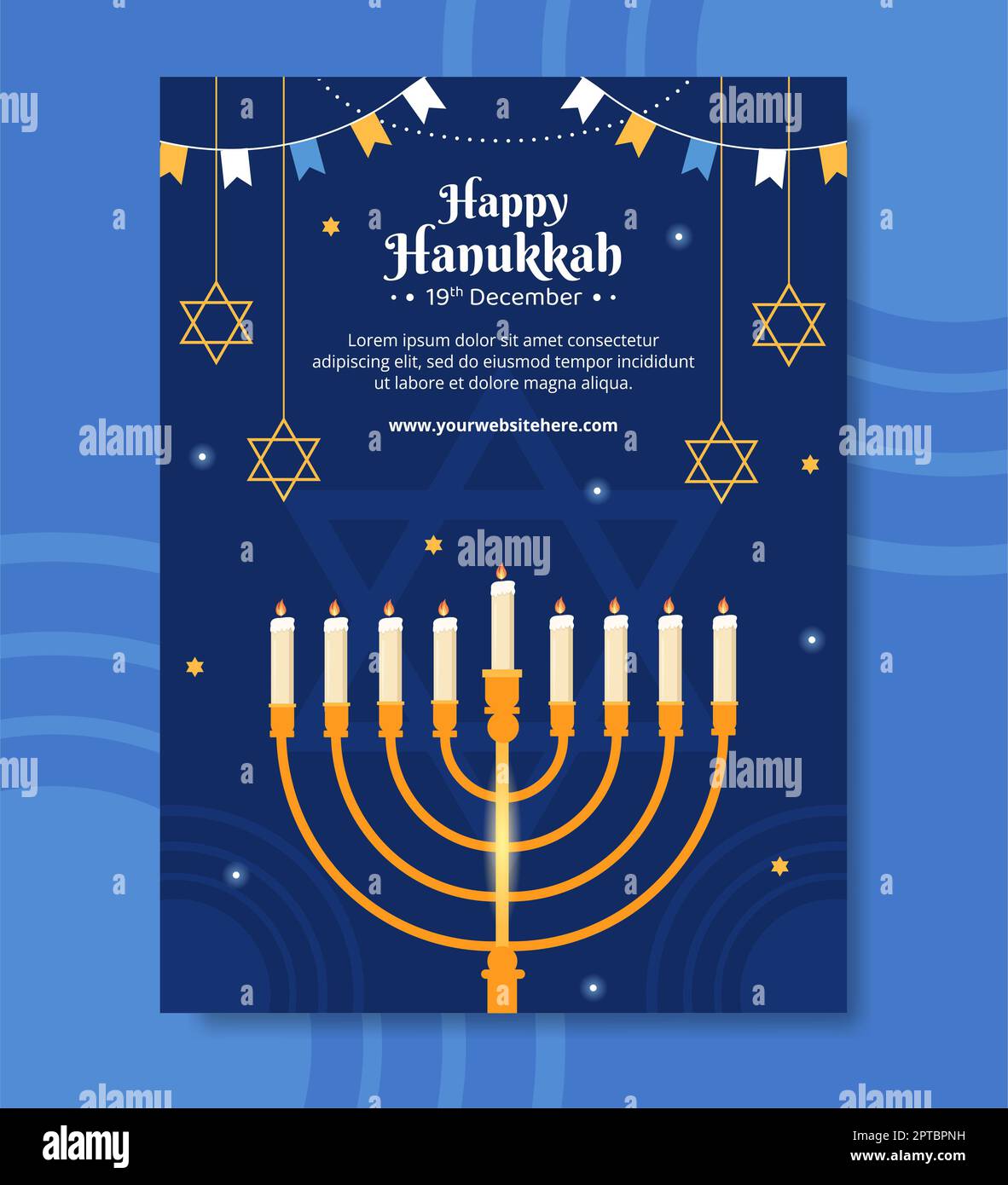 Happy Hanukkah Jewish Holiday Poster Template Hand Drawn Cartoon Flat ...