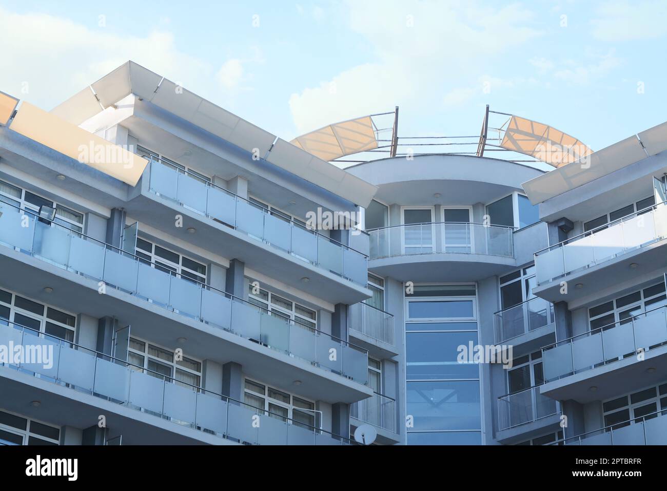 Exterior of beautiful residential building with balconies Stock Photo ...