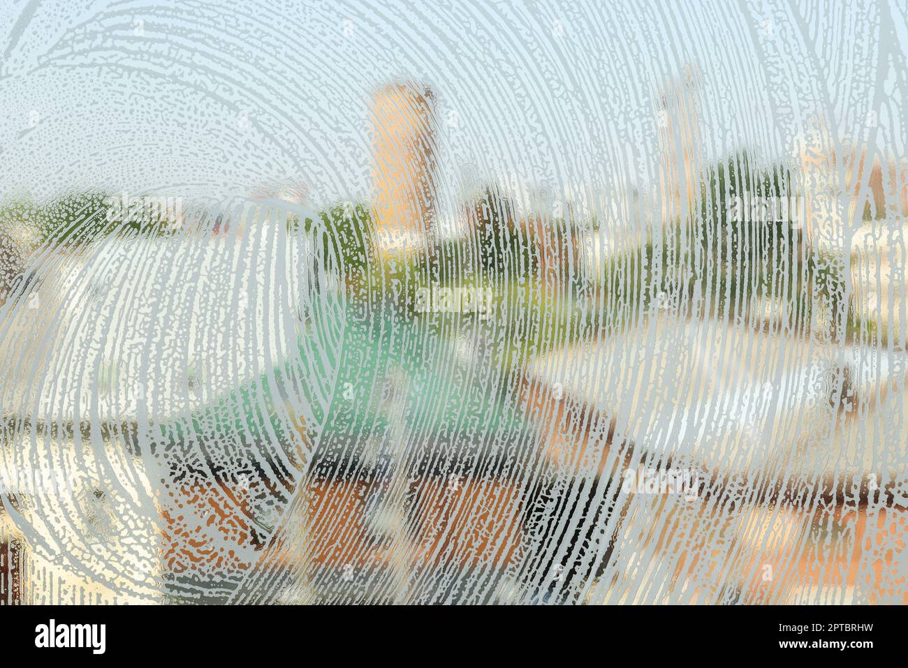 Glass covered with suds as background, view from inside Stock Photo - Alamy
