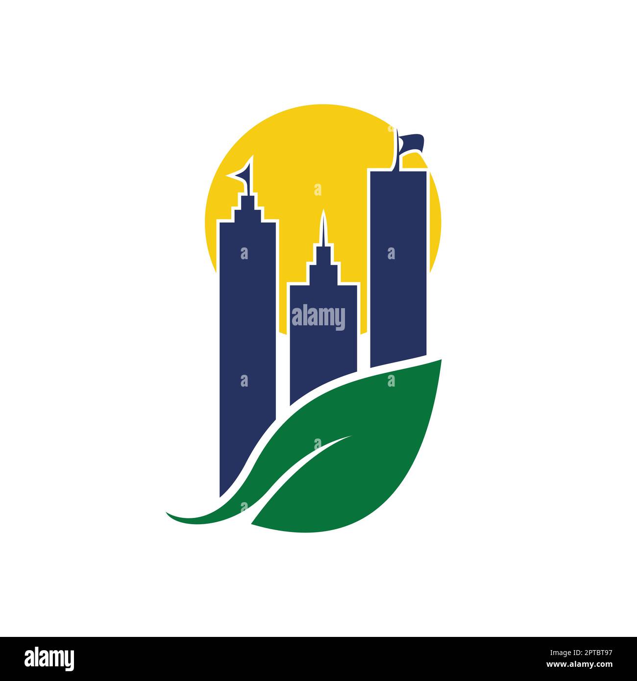 Eco building tower vector logo design. Green urban vector logo concept ...