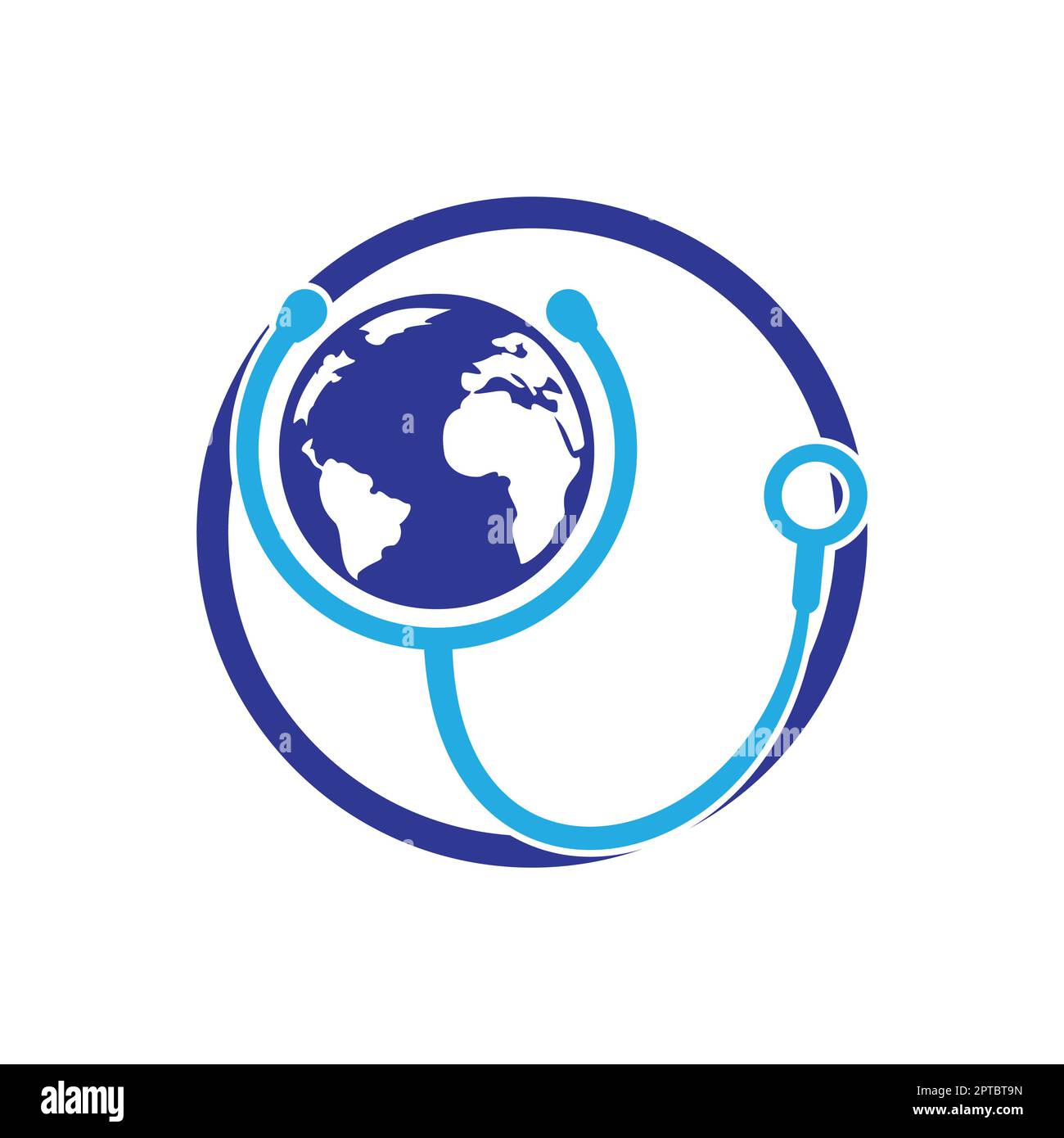 World care vector logo template. Globe sign and stethoscope doctor ...
