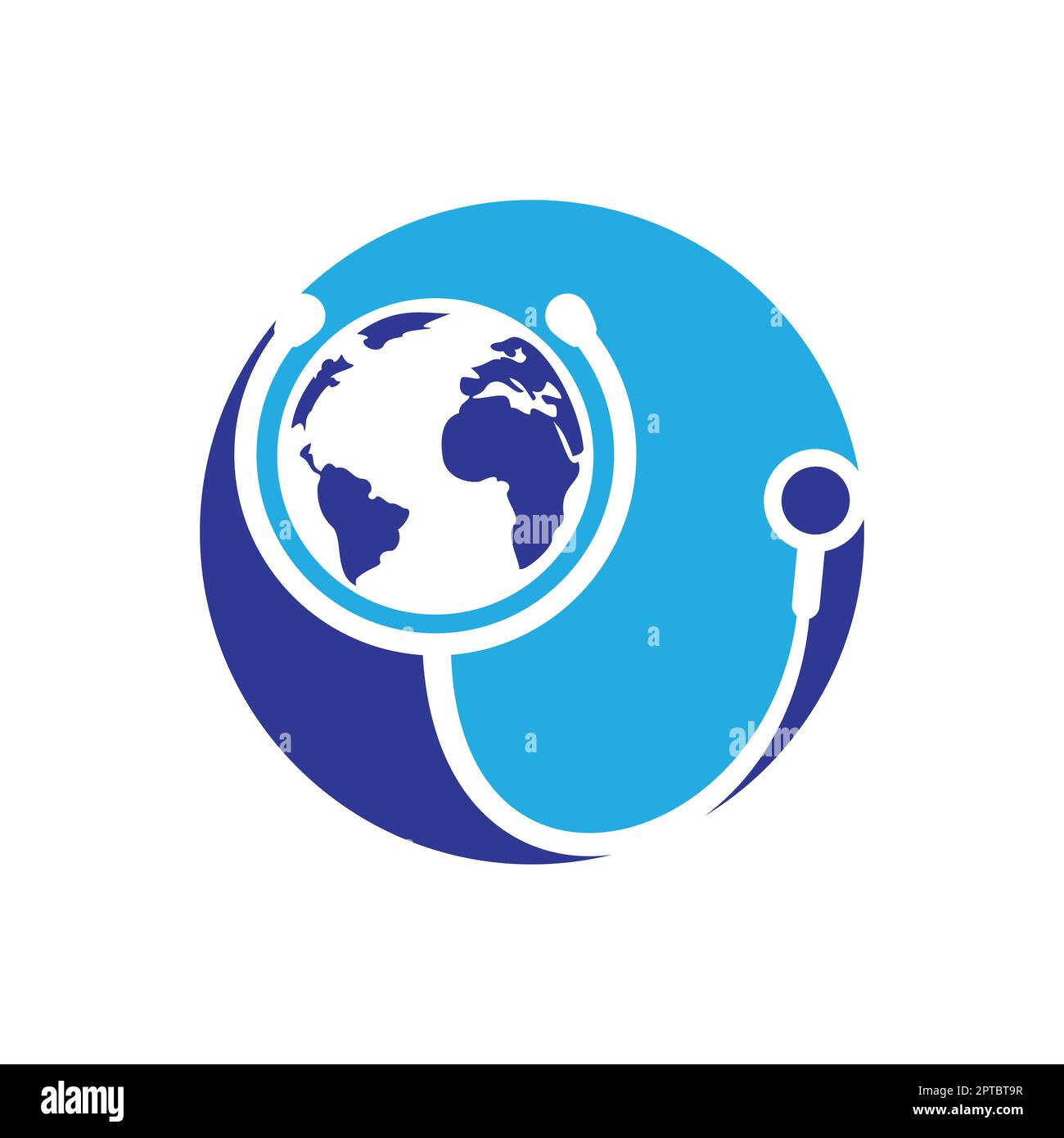 World care vector logo template. Globe sign and stethoscope doctor ...