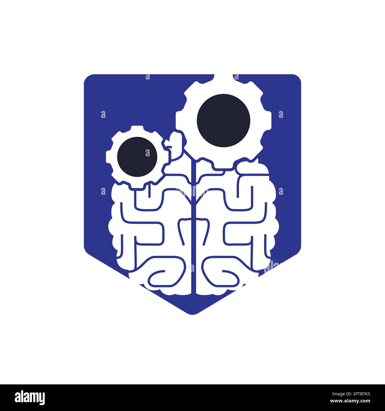 Brain and gear cog logo design. Education and mechanic symbol or icon ...