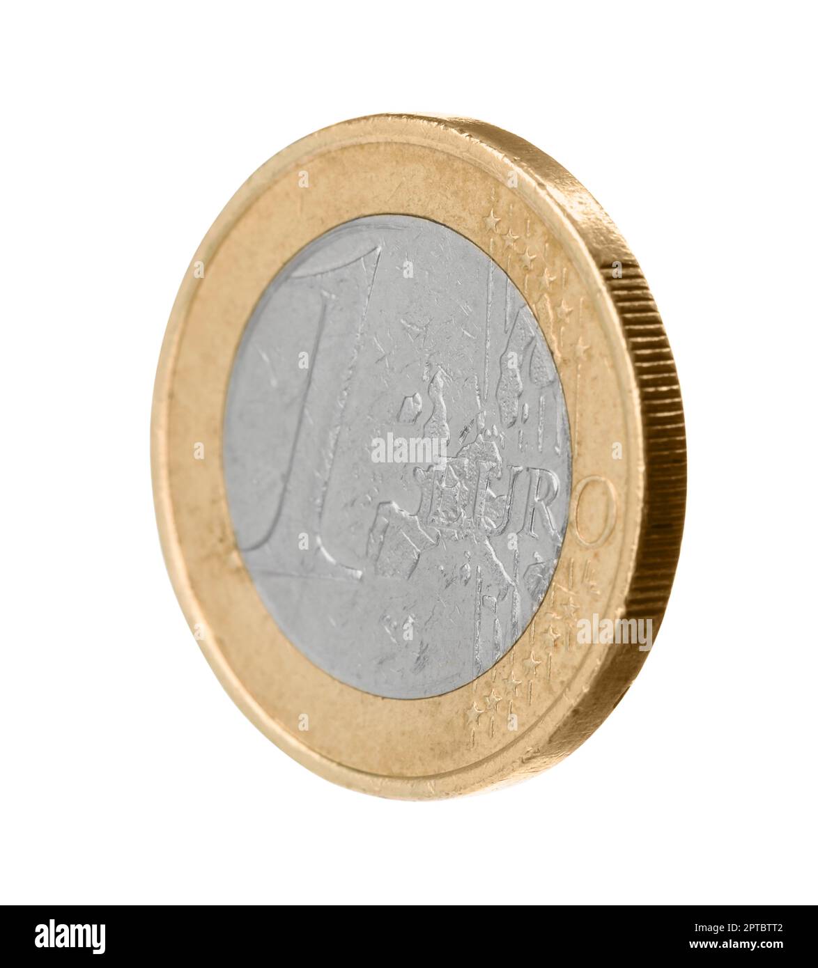 Shiny one euro coin isolated on white Stock Photo - Alamy
