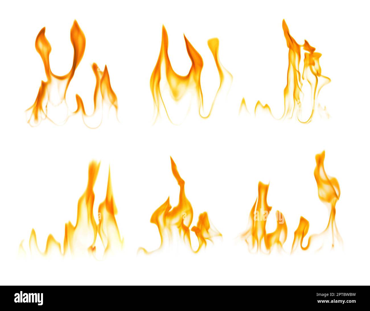 Set with beautiful bright fire flames on white background Stock Photo ...