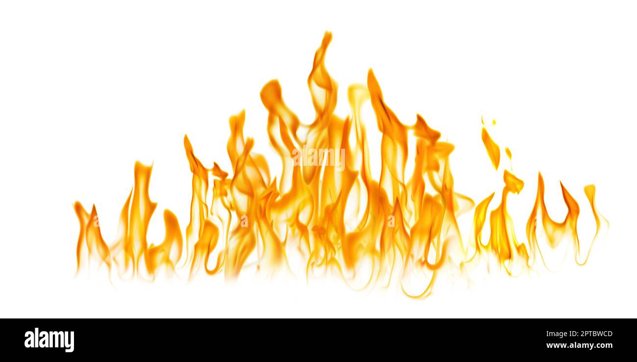 Beautiful bright fire flames on white background. Banner design Stock ...