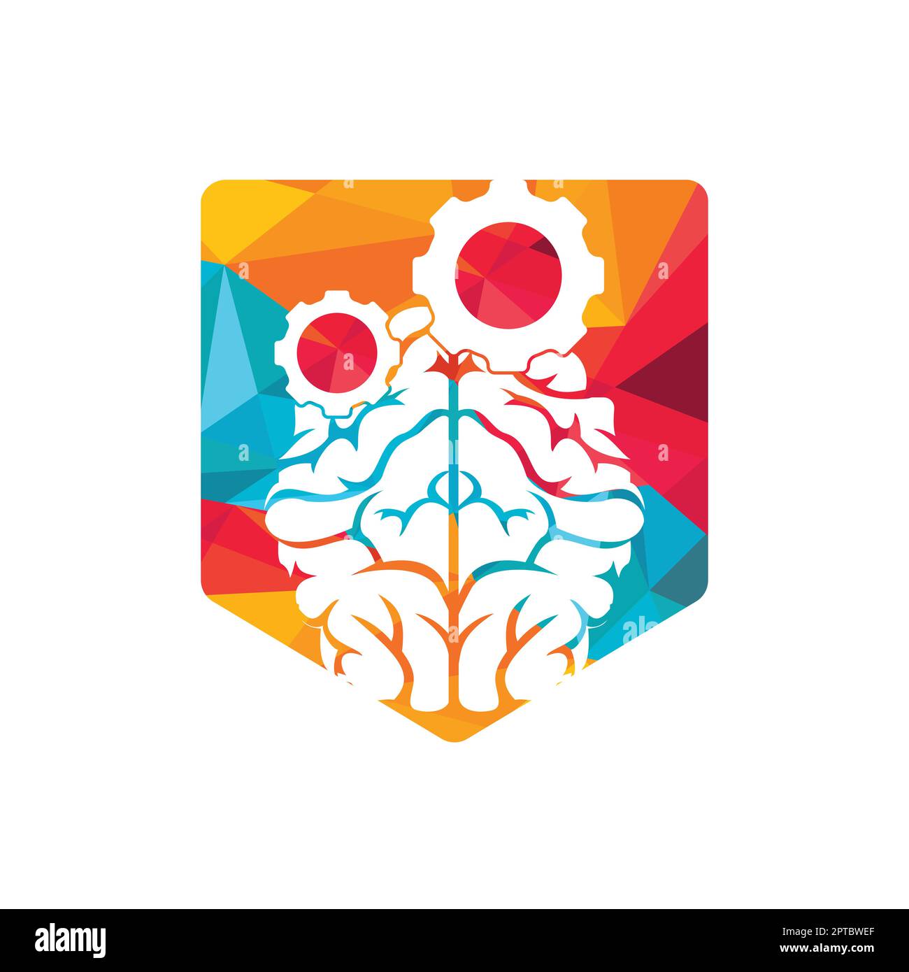 Brain and gear cog logo design. Education and mechanic symbol or icon ...