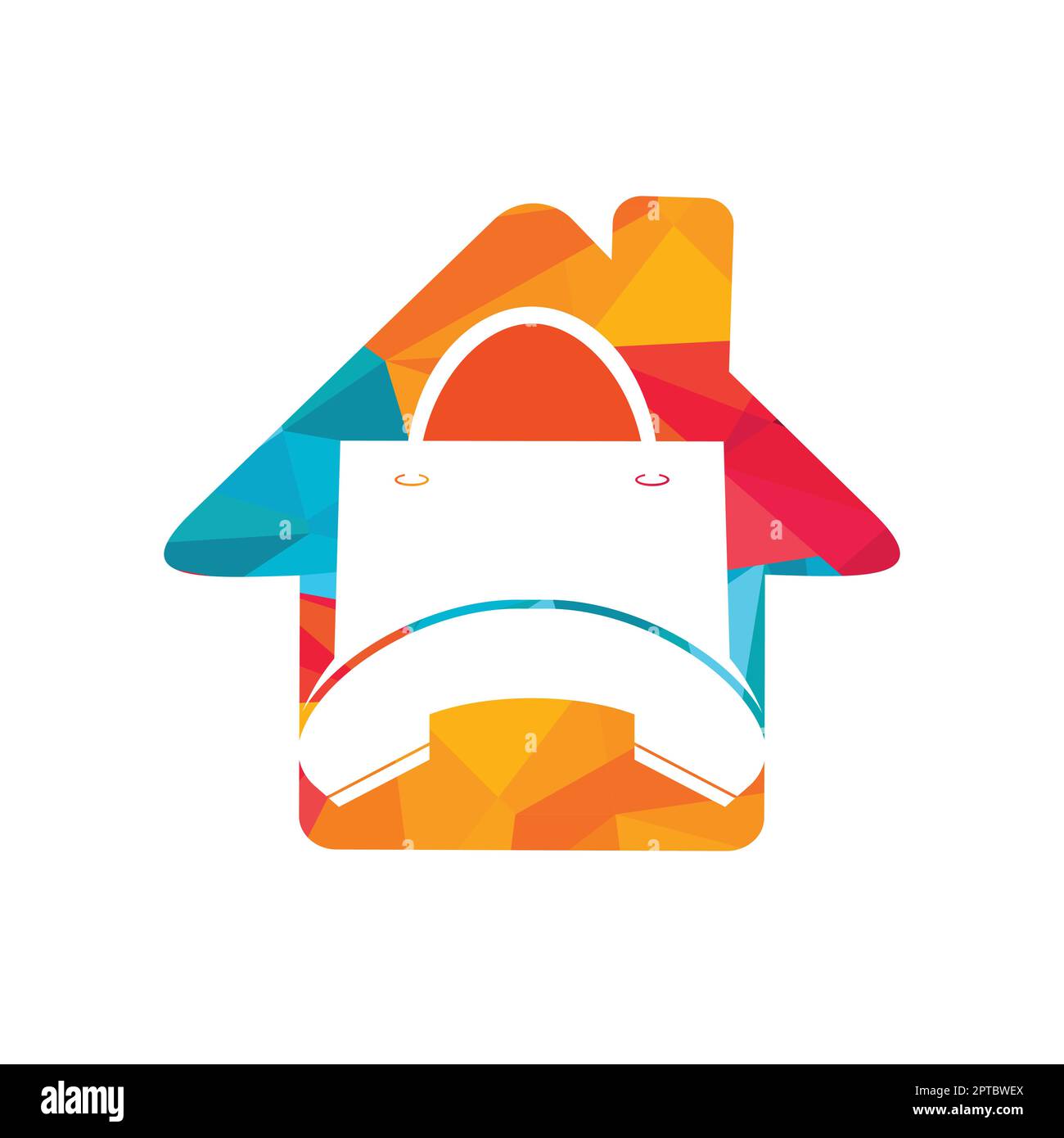 Call store vector logo design template. Shopping bag with handset icon ...