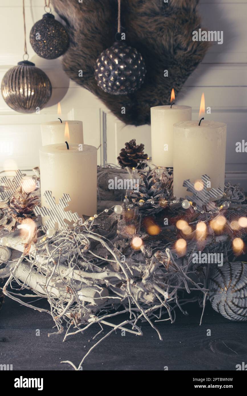 Advent decoration for christmas time. Christmas ornaments with ...