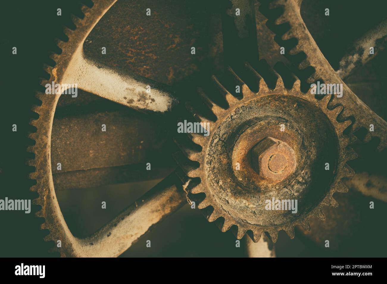Rusty large gears from old mechanism photographed at close range Stock ...