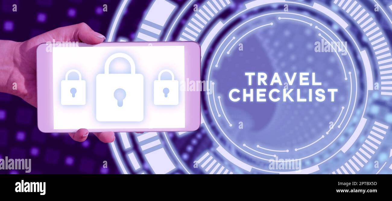 Text showing inspiration Travel Checklist, Concept meaning the act of ...