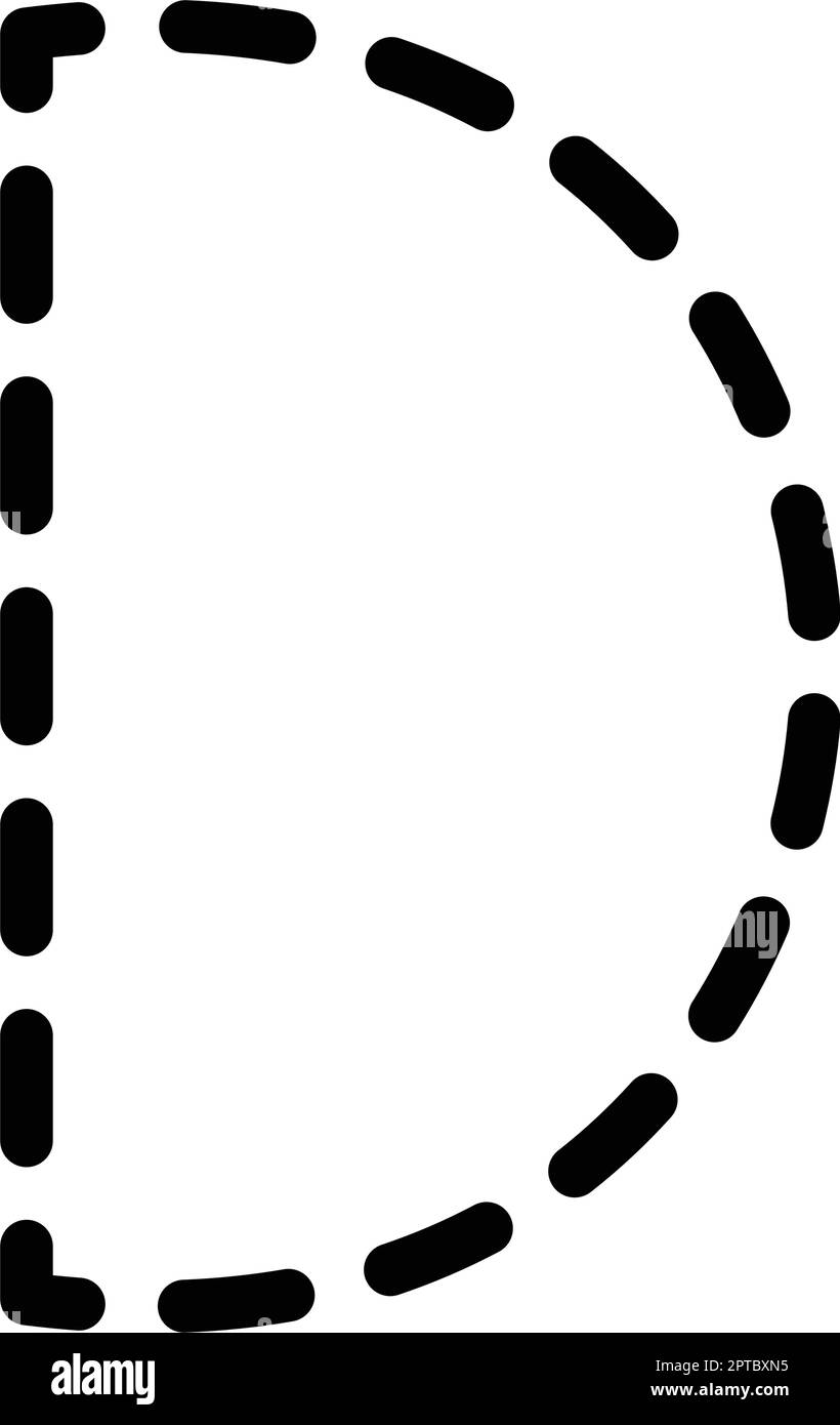 Tracing Alphabet letter D prewriting dotted line element for kindergarten, preschool and ...