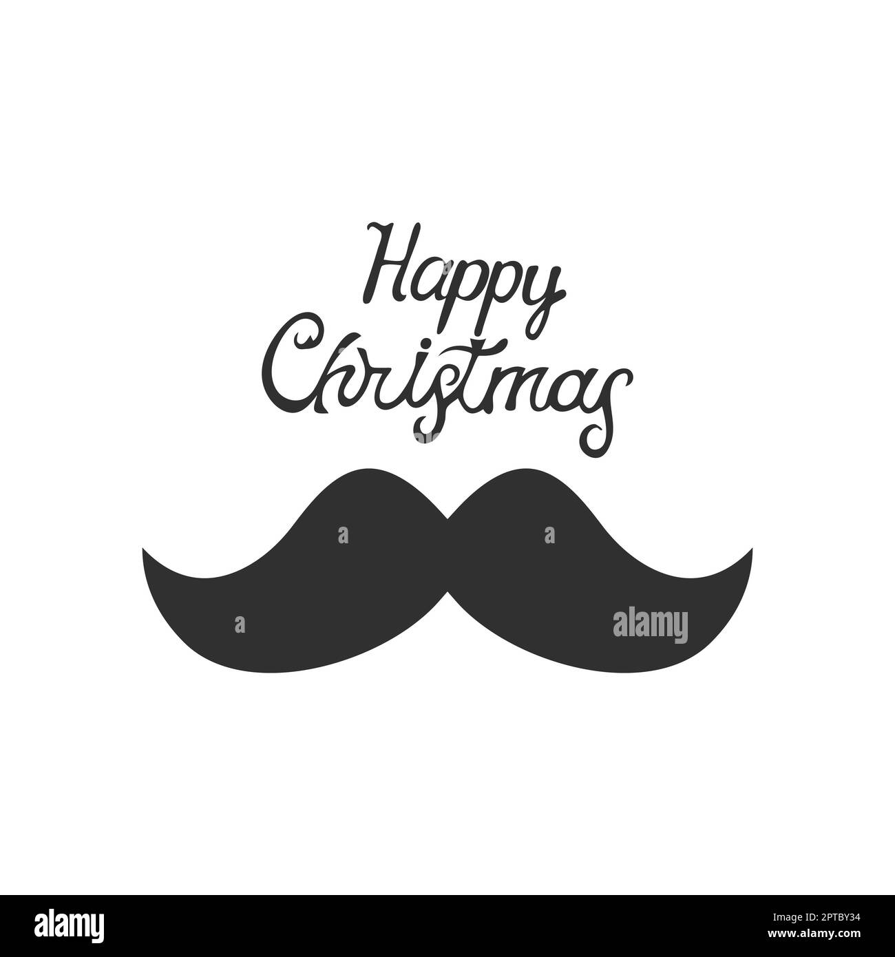 Black festive stylish mustache, Merry Christmas greeting on white ...