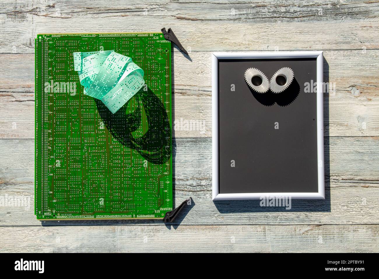 Computer technology background. A green digital electronic circuit ...