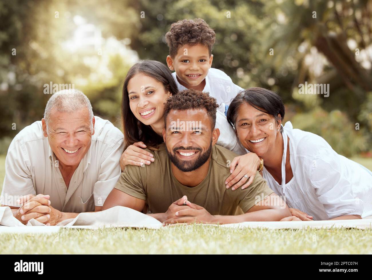 Happy Black Family With Grandparents