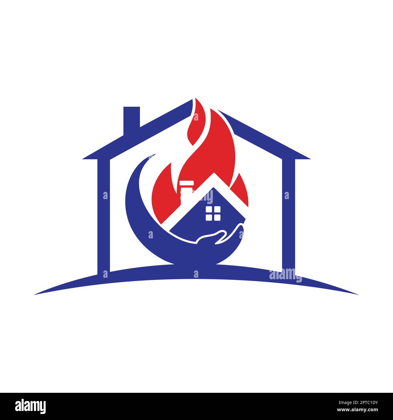 Home insurance vector logo concept. Hand with fire and home icon logo ...