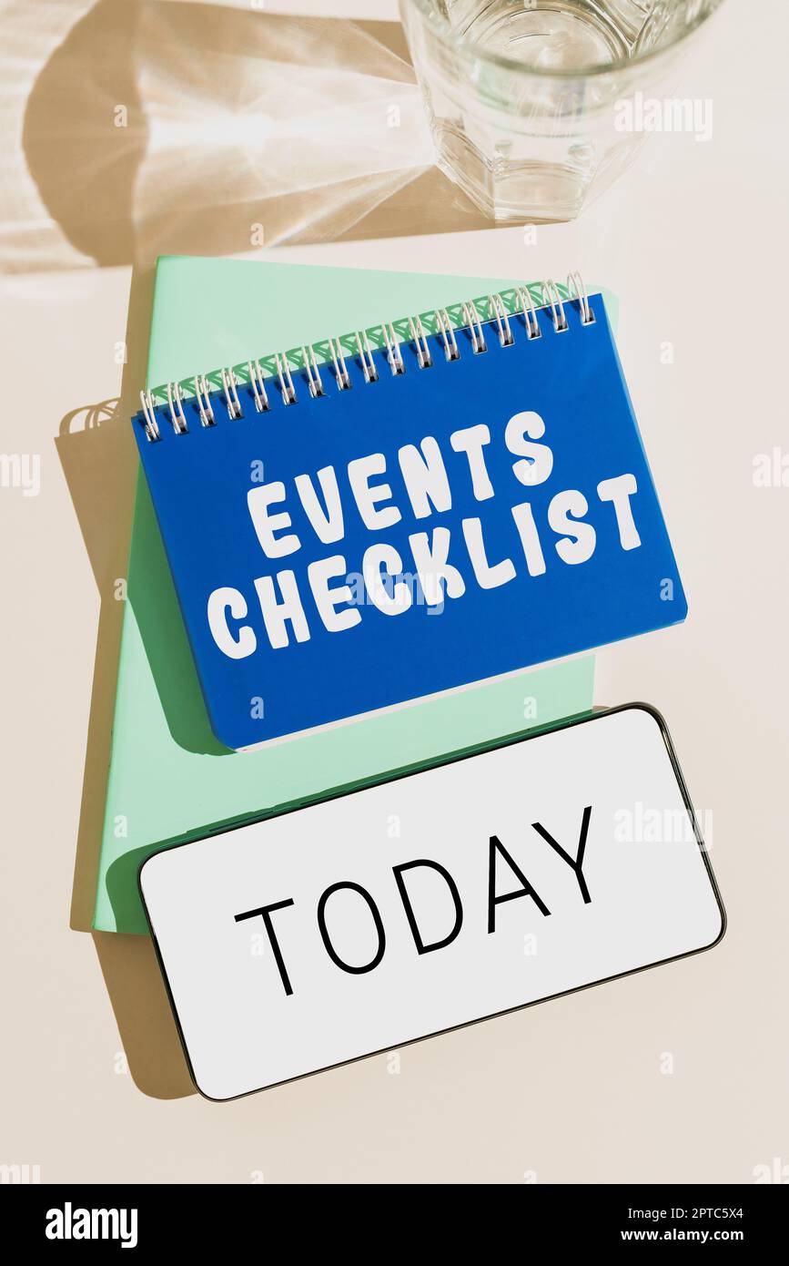 Writing Displaying Text Events Checklist Business Concept Invaluable Tool For Successfully
