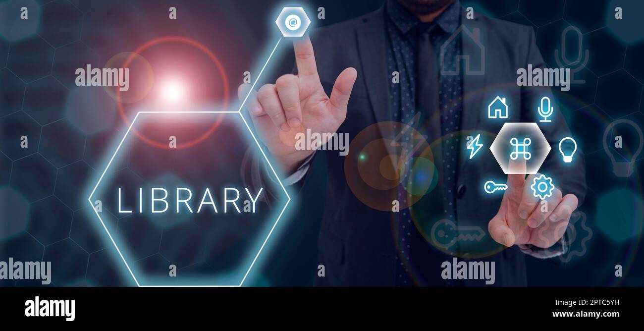 Hand writing sign Library, Conceptual photo curated collection of ...