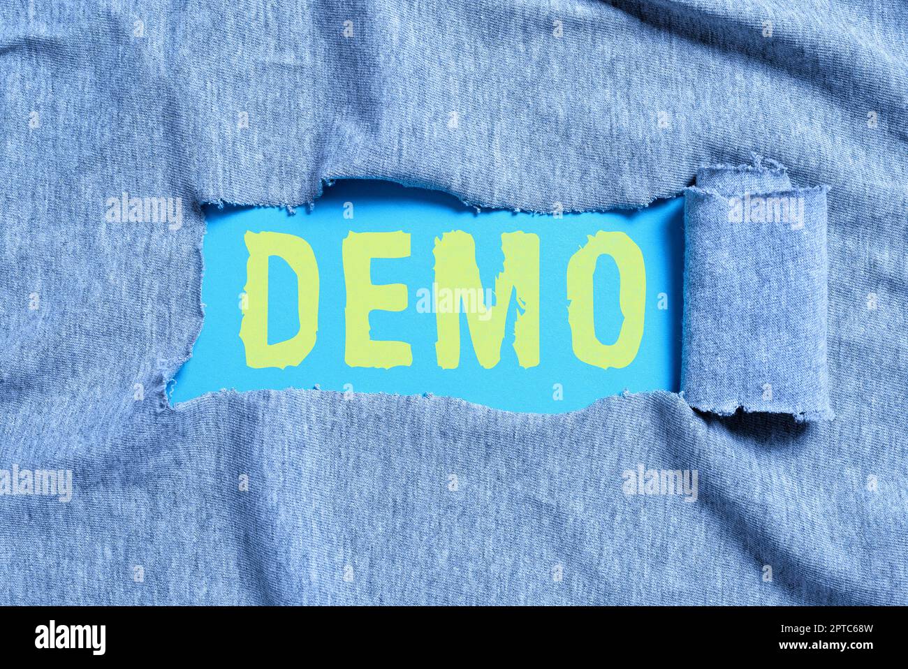 Hand writing sign Demo, Business showcase exemplification display ...