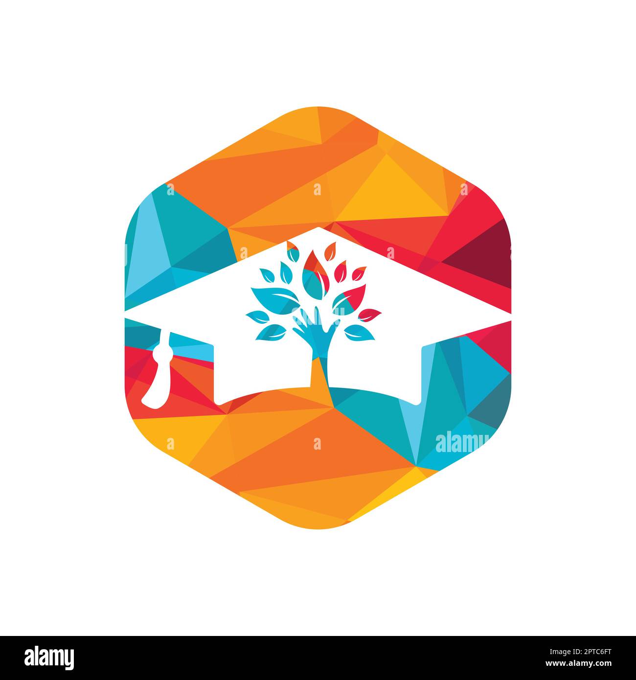 Education insurance and support logo concept. Graduation cap and hand ...