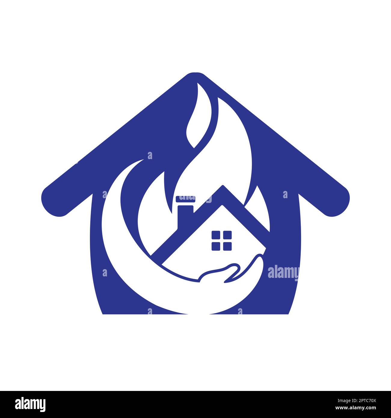 Home insurance vector logo concept. Hand with fire and home icon logo ...
