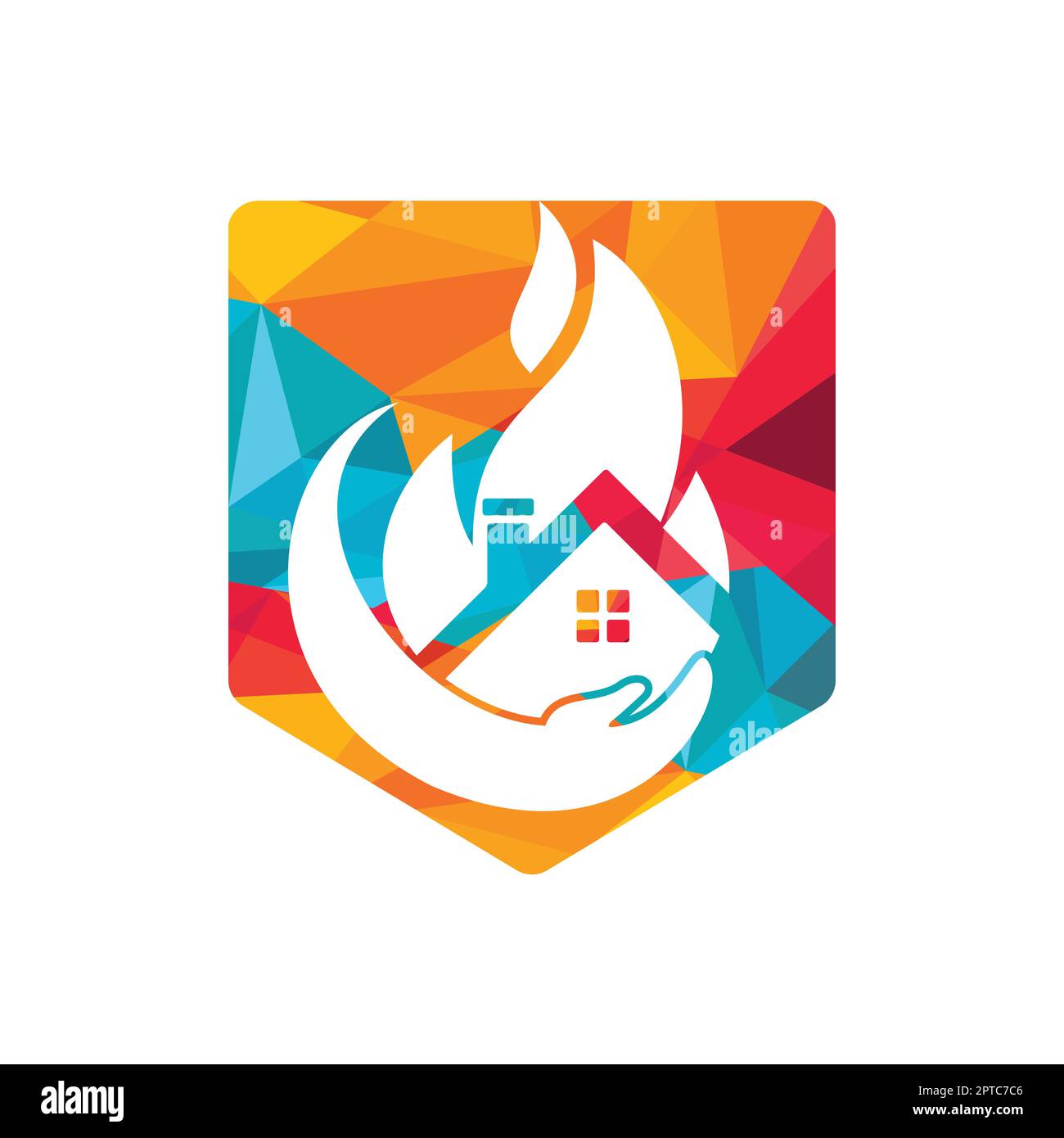 Home insurance vector logo concept. Hand with fire and home icon logo ...