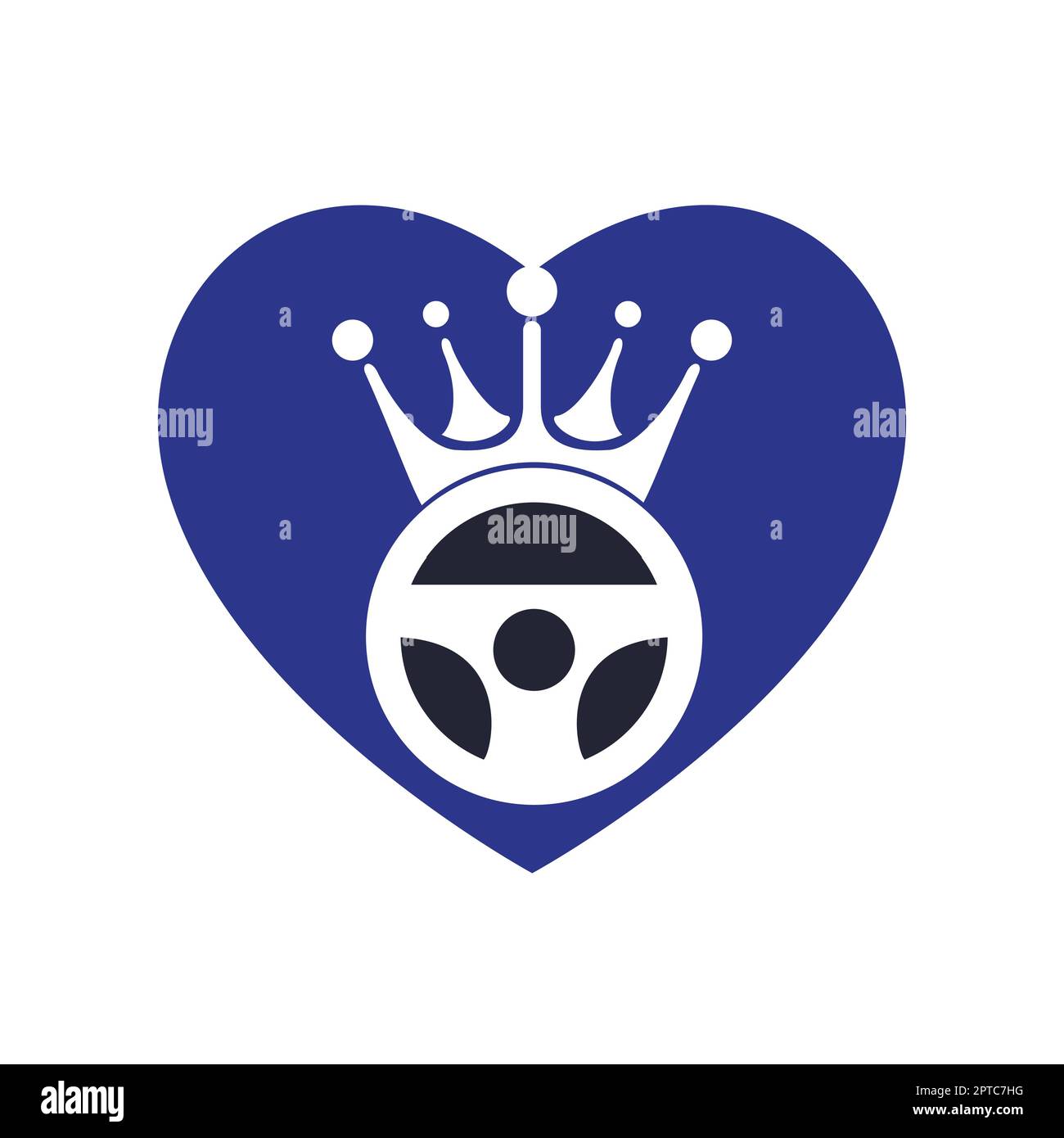 Drive king vector logo design. Steering with crown and heart icon Stock ...