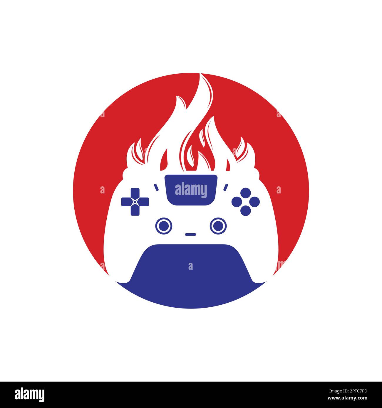 Furious gamer vector logo design. Keypad controller and fire flame ...