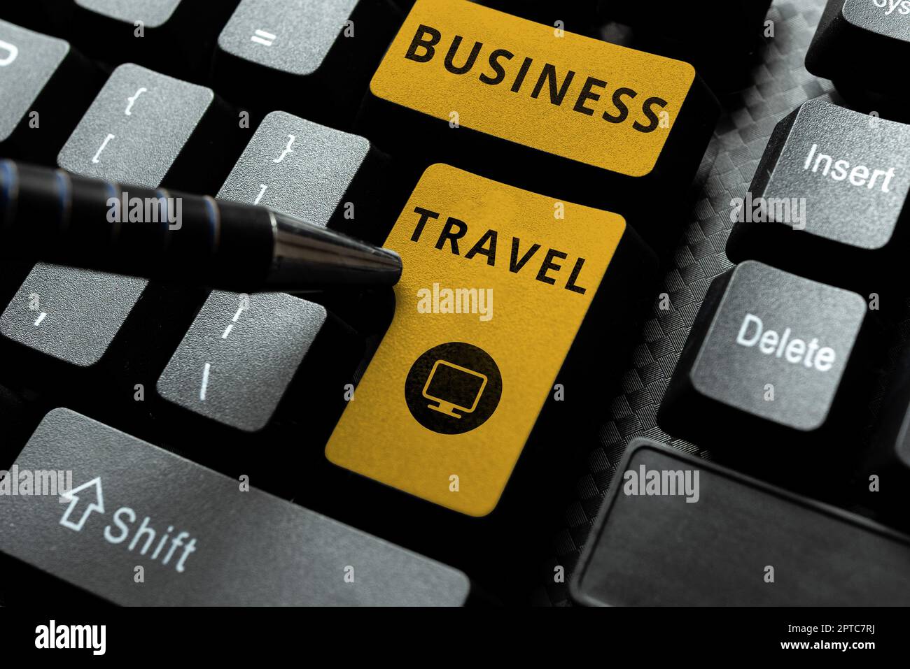Conceptual caption Business Travel, Business concept the act of adding new information or ...