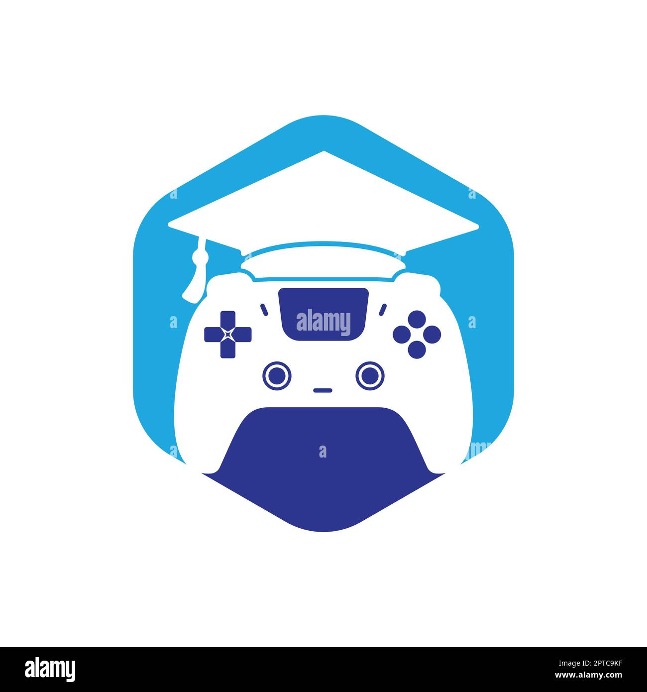 Game education vector logo design. Game console with graduation cap ...