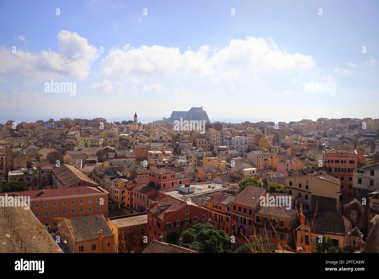 Panoramic view of Kerkyra, capital of Corfu island, Greece Stock Photo ...