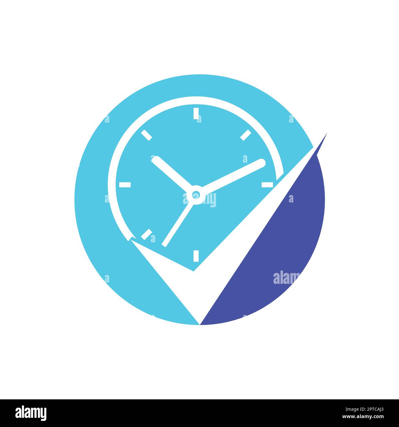 Time management vector logo template. Check mark with clock icon vector ...