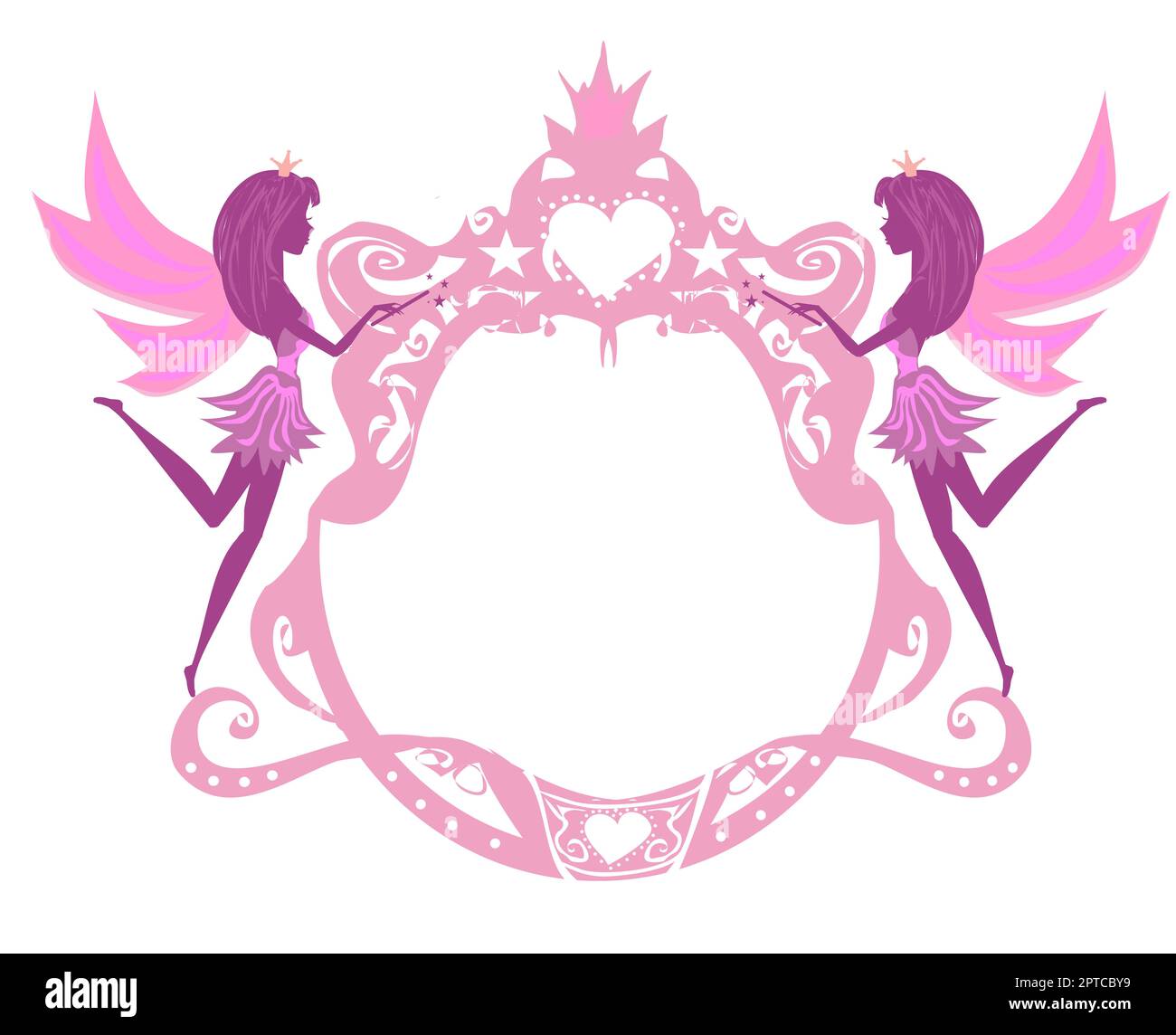Beautiful flying fairies - pink decorative frame with space for your ...