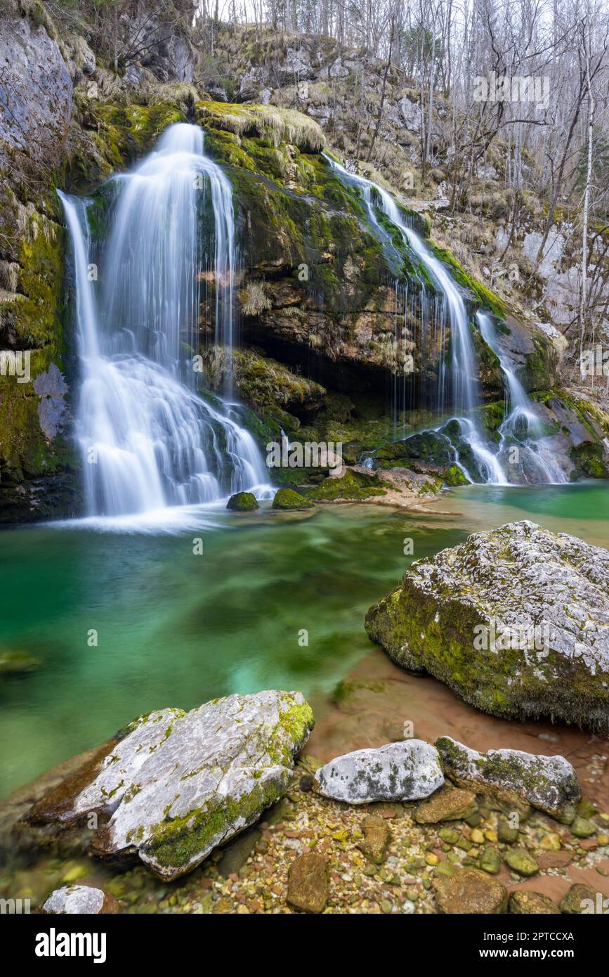 Waterfall Virje (Slap Virje), Triglavski national park, Slovenia Stock ...