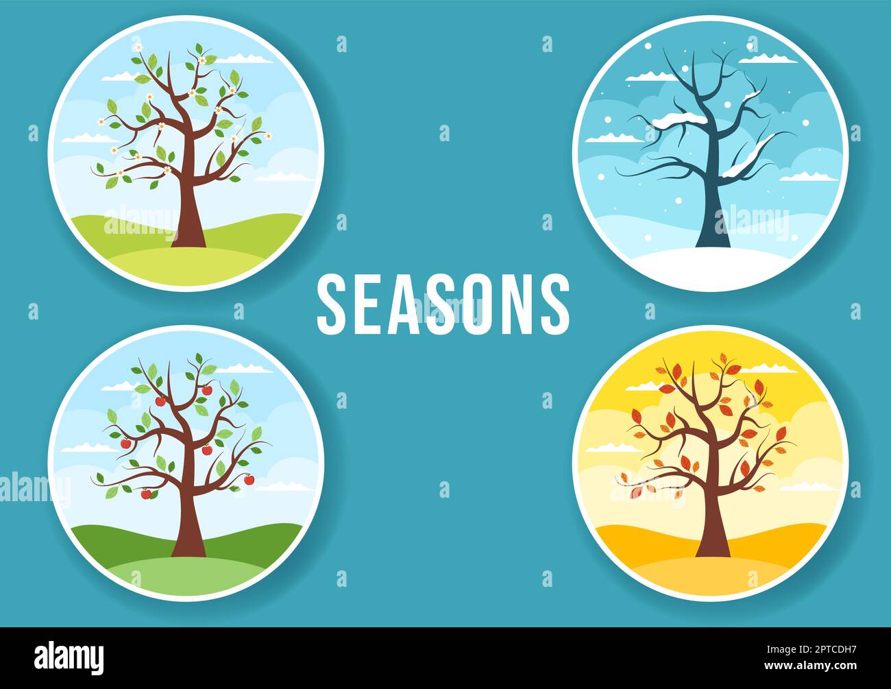 Scenery of the Four Seasons of Nature with Landscape Spring, Summer ...