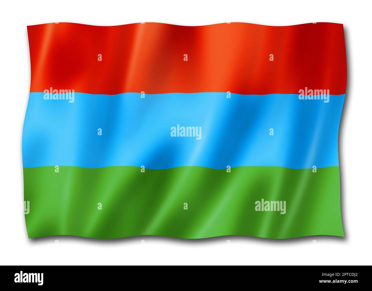 Karelia state - Republic - flag, Russia waving banner collection. 3D ...