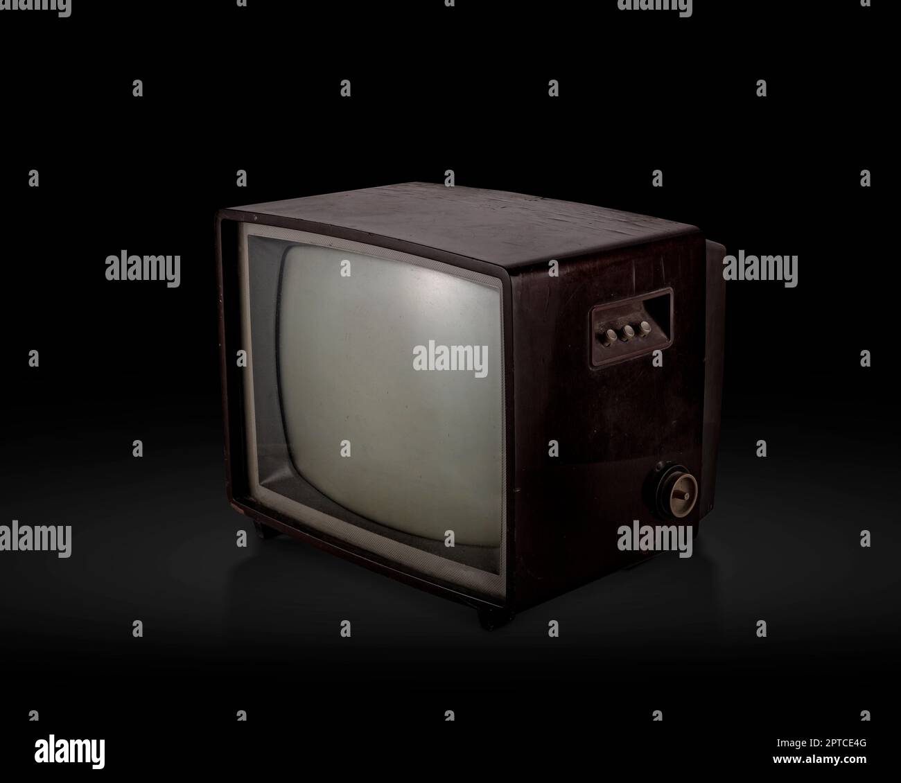 retro old television on black background Stock Photo - Alamy