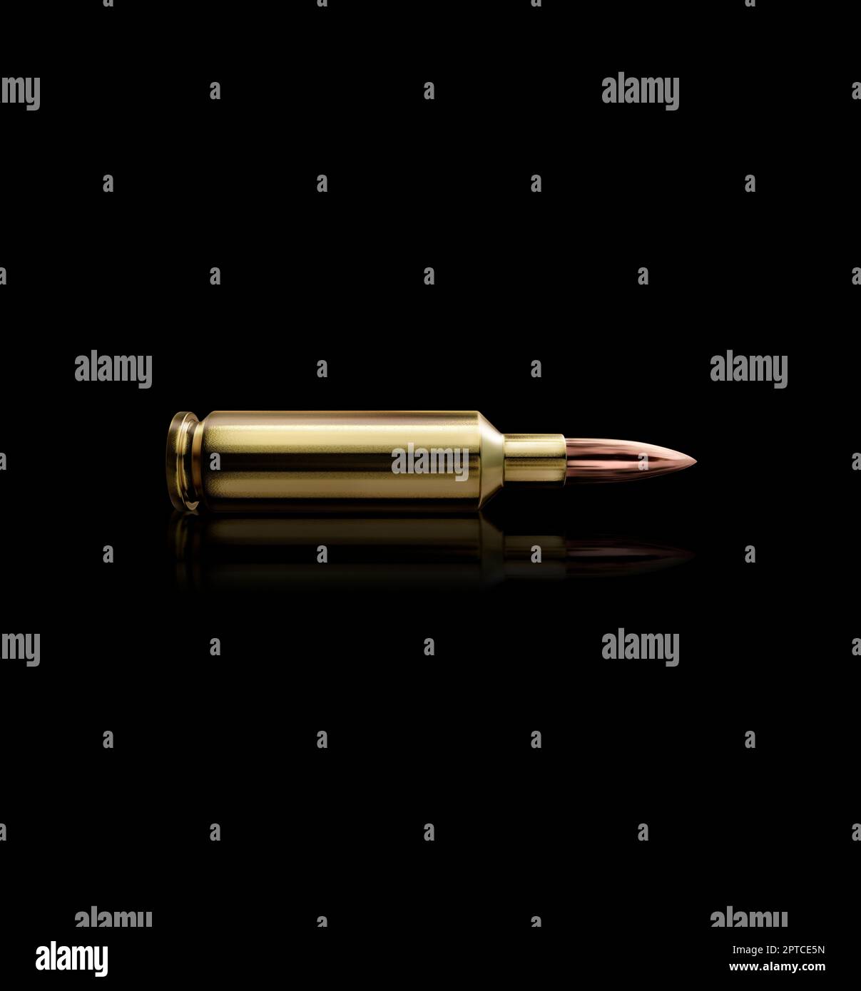 Bullet isolated on black background with reflexion. 3d render Stock ...
