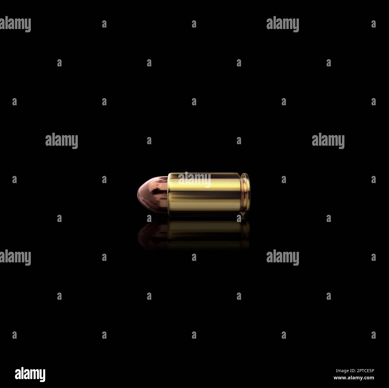 Bullet isolated on black background with reflexion. 3d render Stock ...