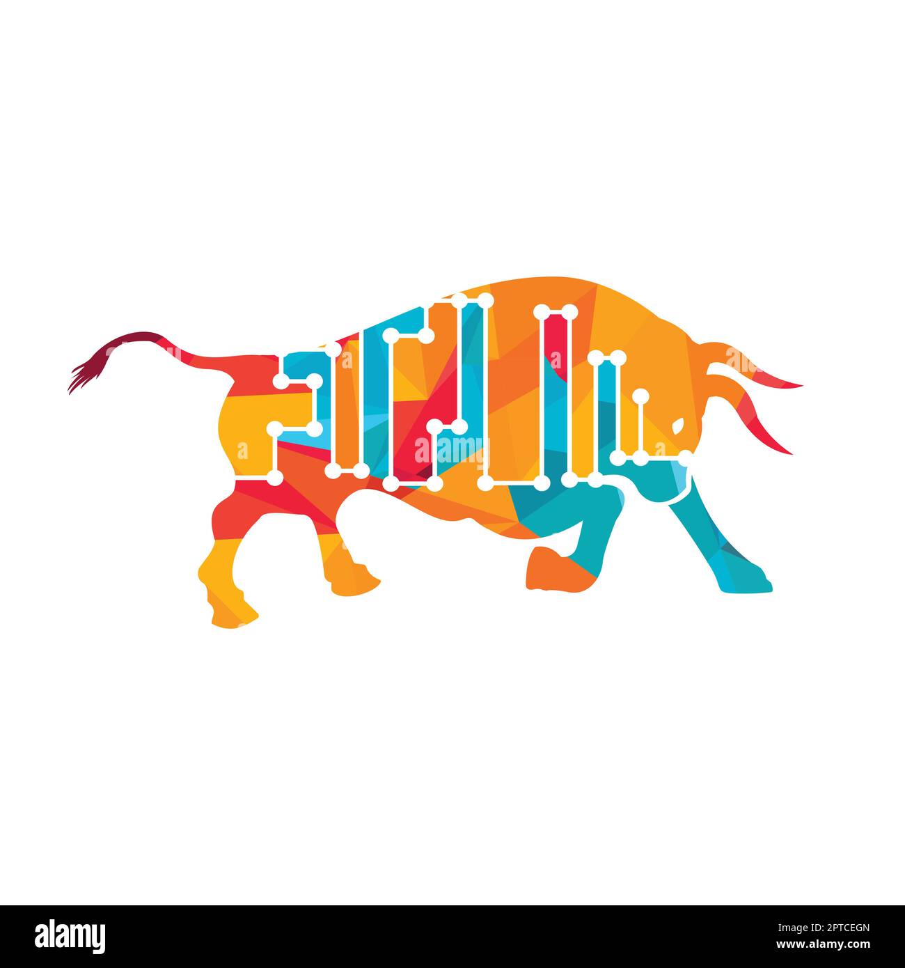 Bull tech vector logo design. Bull circuit technology logo concept ...