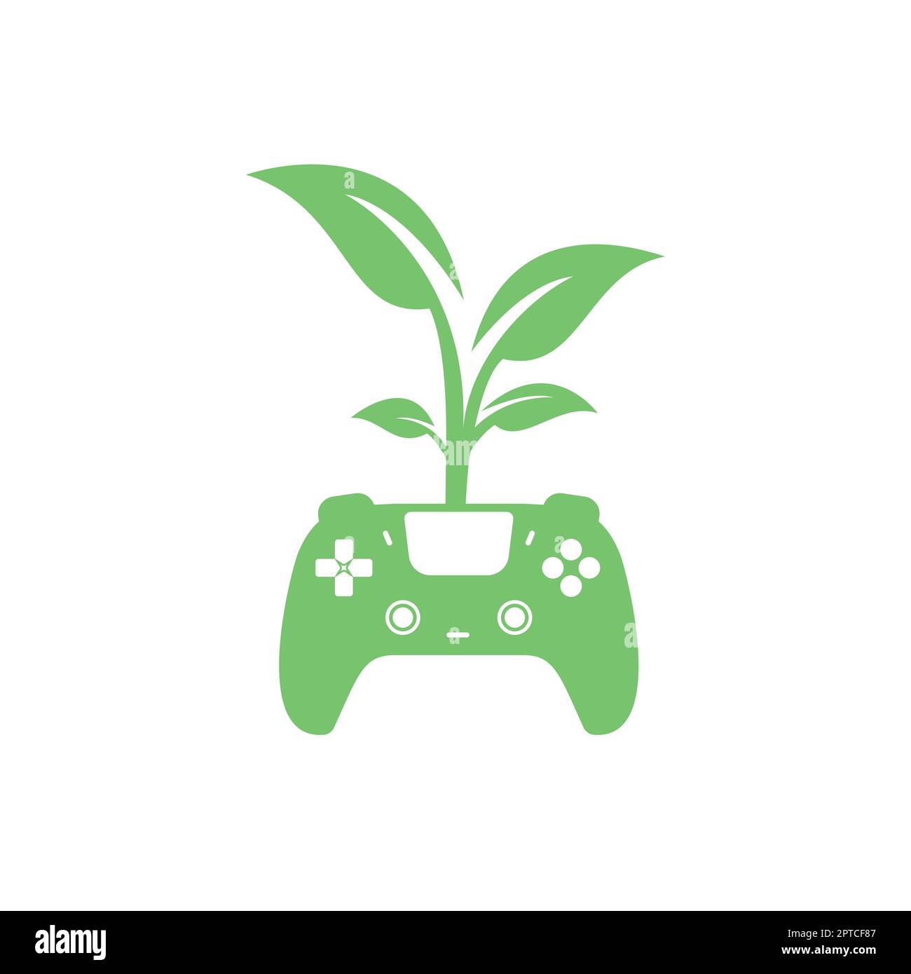 Eco game vector logo design. Green gamepad fresh leaf nature logo ...