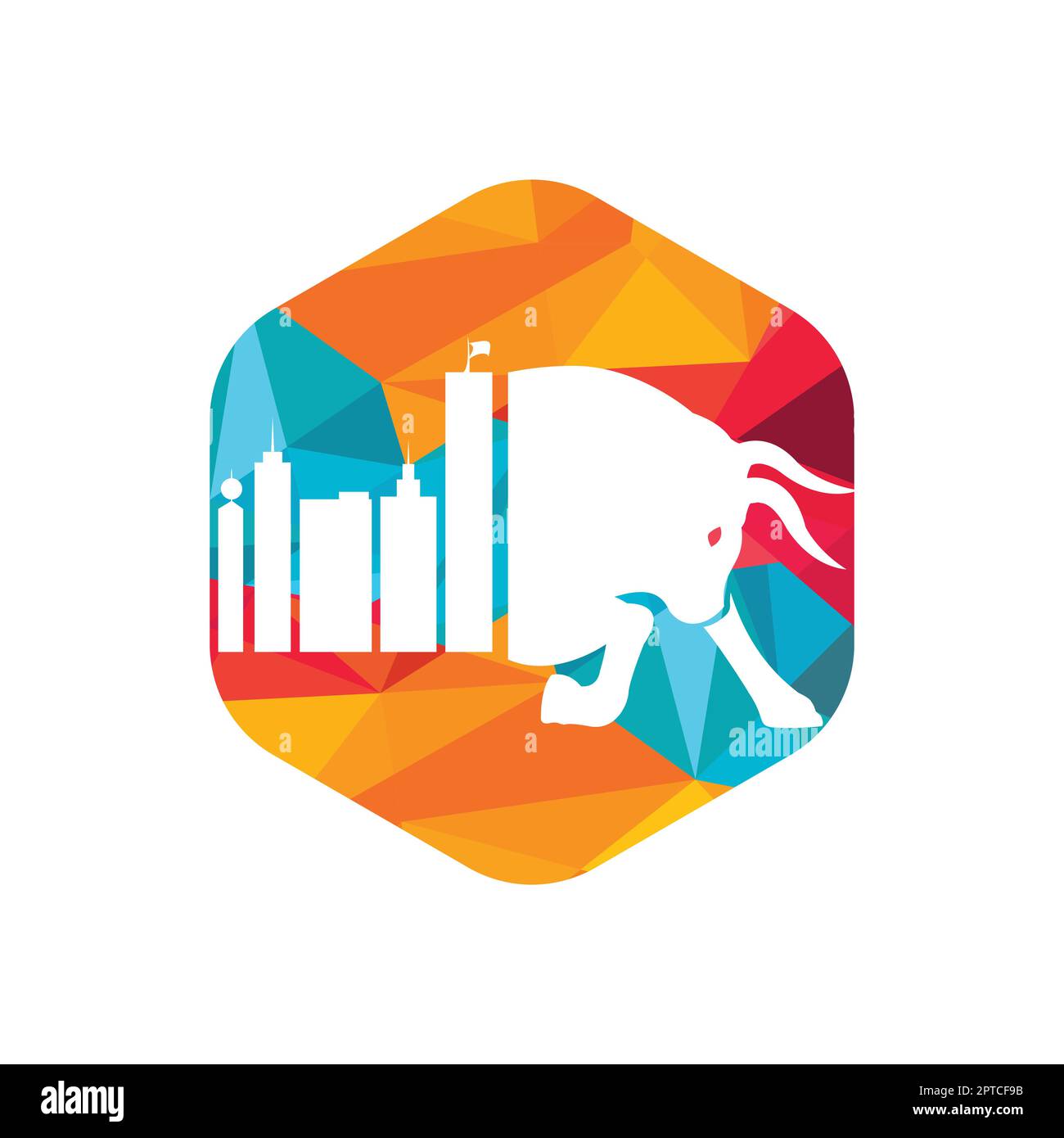 City bull vector logo design. Building and bull combination vector ...