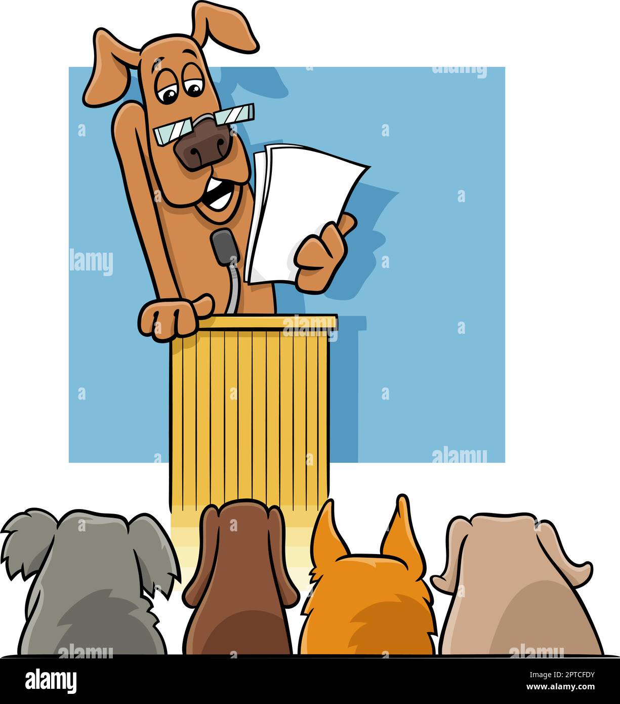 cartoon dog giving a speech from the rostrum Stock Vector Image & Art ...