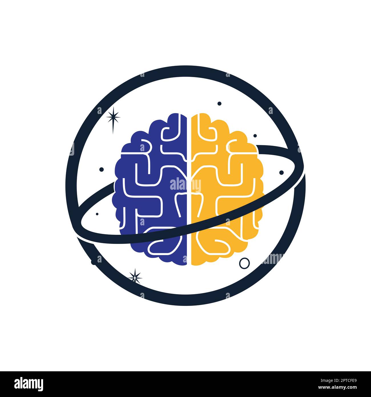 Brain planet vector logo design. Intellectual and smart logo concept ...