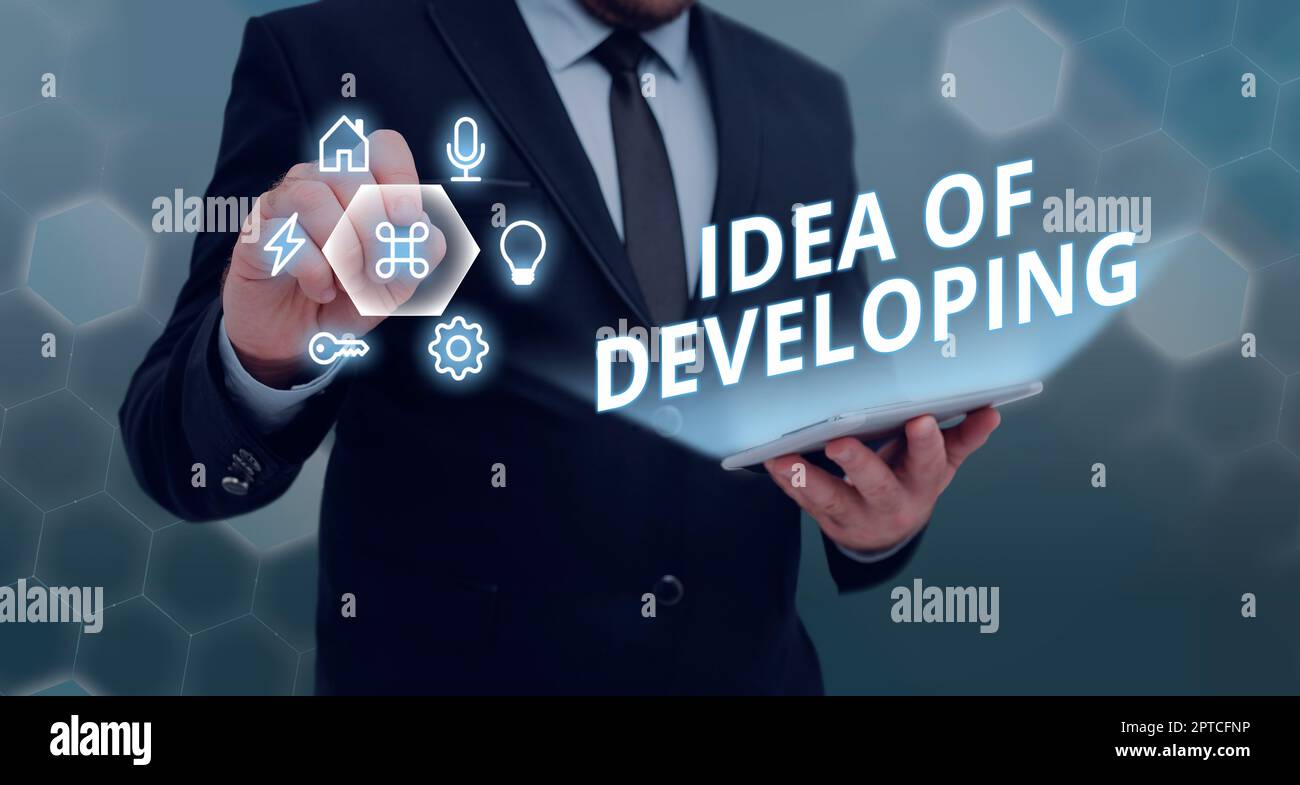 Conceptual caption Idea Of Developing, Business idea Startup launch ...