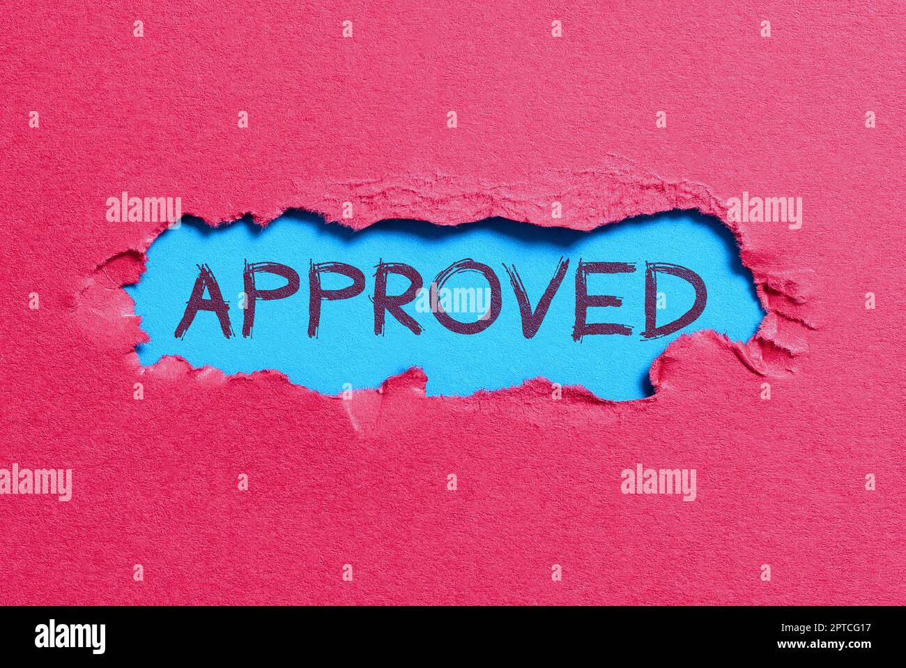 Text showing inspiration Approved, Word Written on position ...